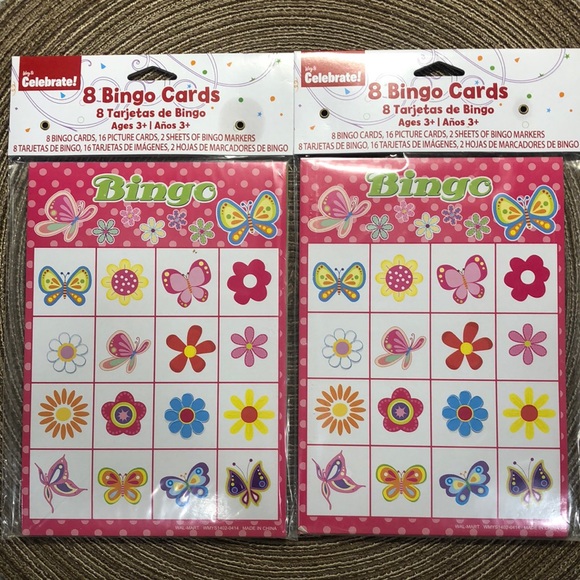 Party Supplies | Bingo Cards Game Pink Butterflies And Flowers | Poshmark